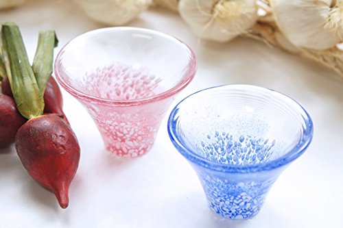 東洋佐々木ガラス Toyo Sasaki Glass G635-T72 Cold Sake Glass, Pair, Congratulations Cup, Mt. Fuji Cold Sake Cup, Made in Japan, Blue & Red, 1.2 fl oz (35 ml), Pack of 2