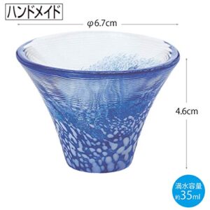 東洋佐々木ガラス Toyo Sasaki Glass G635-T72 Cold Sake Glass, Pair, Congratulations Cup, Mt. Fuji Cold Sake Cup, Made in Japan, Blue & Red, 1.2 fl oz (35 ml), Pack of 2