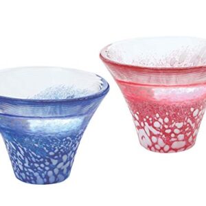 東洋佐々木ガラス Toyo Sasaki Glass G635-T72 Cold Sake Glass, Pair, Congratulations Cup, Mt. Fuji Cold Sake Cup, Made in Japan, Blue & Red, 1.2 fl oz (35 ml), Pack of 2