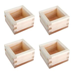 japanbargain 2757x4, wooden masu sake cups japanese hinoki wood cypress saki cup box made in japan, 4 ounce, set of 4