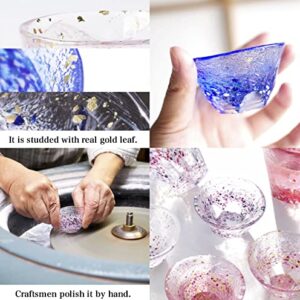 Tomi Craft, Kiwami Ginjo,Polish the Bottom, Japanese Sake Cups, Uses Edo Glass, Tokyo Designated Traditional Crafts, Hand Made in Japan, With Wood Box, Tomi Glass EG020 (Hana Koume)