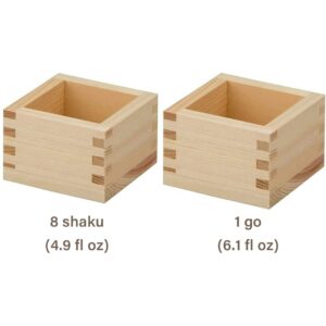 TIKUSAN Wooden Sake Cups Masu Japanese Hinoki Wood Sake Box Made in Japan (4.9 fl oz(8 shaku))