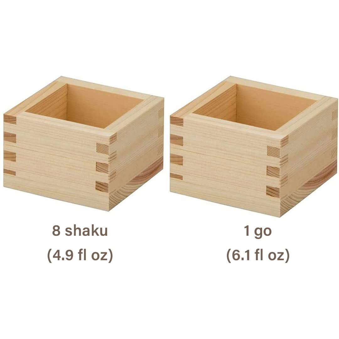 TIKUSAN Wooden Sake Cups Masu Japanese Hinoki Wood Sake Box Made in Japan (4.9 fl oz(8 shaku))