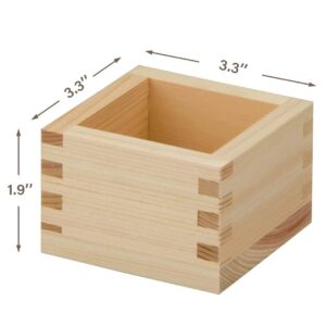 TIKUSAN Wooden Sake Cups Masu Japanese Hinoki Wood Sake Box Made in Japan (4.9 fl oz(8 shaku))