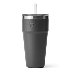 YETI Rambler 26 oz Straw Cup, Vacuum Insulated, Stainless Steel with Straw Lid, Charcoal