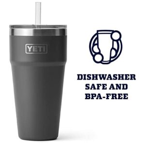 YETI Rambler 26 oz Straw Cup, Vacuum Insulated, Stainless Steel with Straw Lid, Charcoal