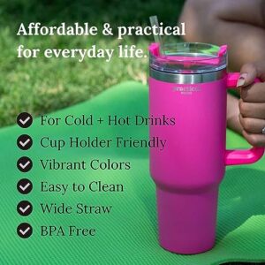 Practical Pours 40 oz Tumbler with Handle and Straw Lid | Reusable Stainless Steel Water Bottle Travel Mug Cupholder Friendly | Mother's Day Gifts for Women Men Him Her | Lavender Purple, 40oz