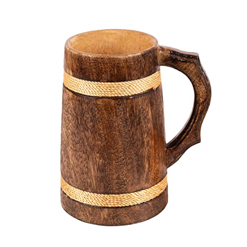 GoCraft Handmade Wooden Beer Mug | Camping Travel Outdoor Mugs for Men | Tea Coffee Cup with Handle | Craft Tankard Drinking Stein