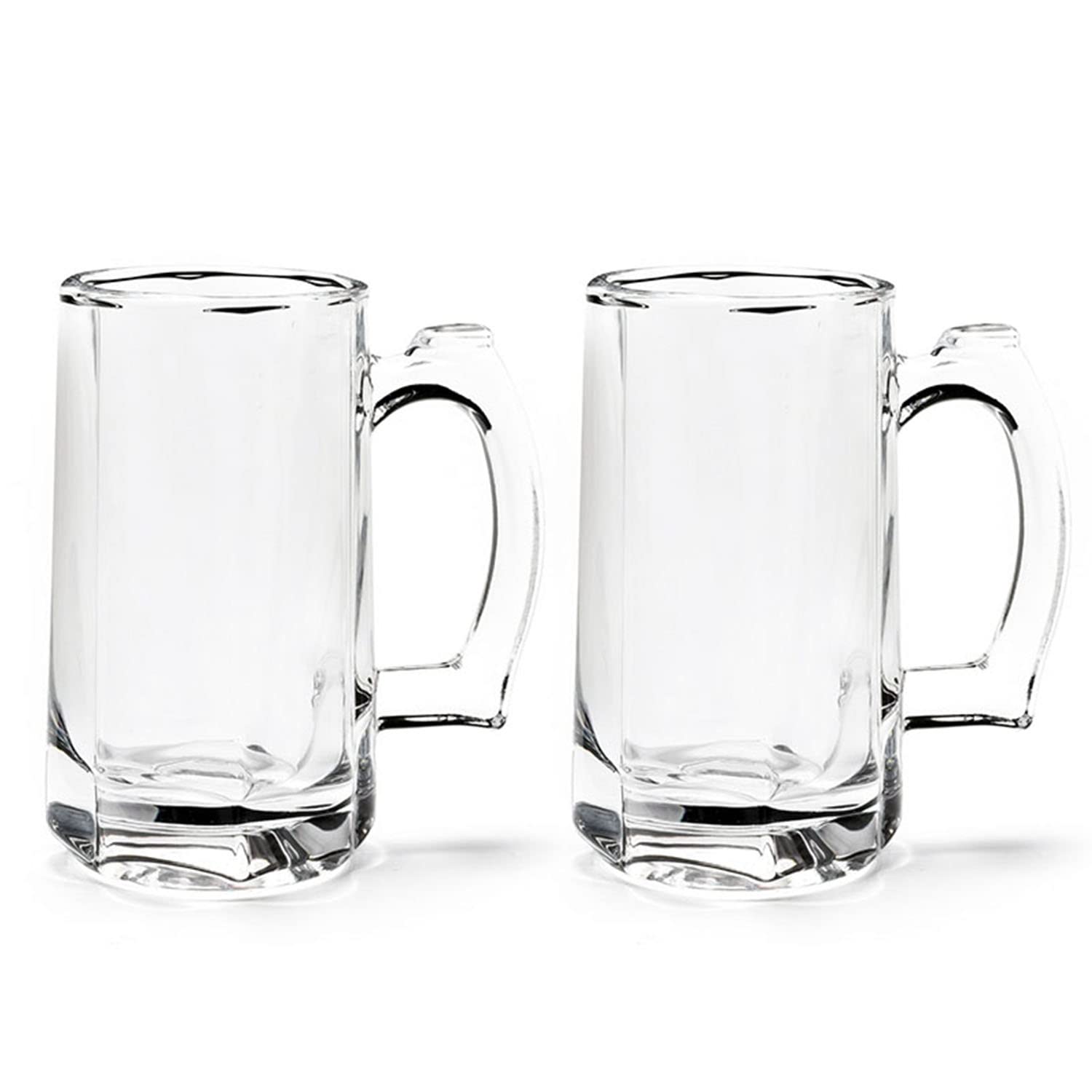 TUSAPAM Heavy Beer Mugs Set, 12.5oz Glass Mugs With Handle, Beer Glasses For Freezer, 370ml Beer Drinking Glasses, Traditional Stein For Bar, Alcohol, Beverages,Coffee, Teas, Set of 2