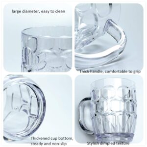 Mini Plastic Beer Mugs, 8oz Clear Dimple Stein Beer Mug Suitable for Children/Kids, Dishwasher-Safe, BPA Free (10 Pcs)