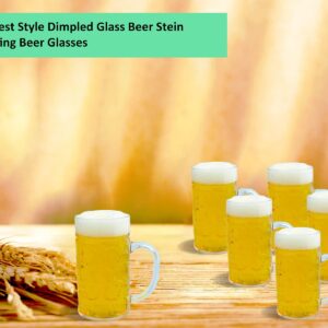 Beer Mug, Plastic Beer Mugs With Handles, 8 oz Dimpled Glass Beer Stein, Mini Oktoberfest Beer Mug, Reusable, Dishwasher-Safe (10 Pcs)