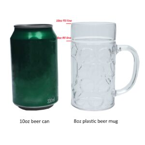 Plastic Beer Mugs With Handles, 8oz Dimpled Plastic Beer Steins, Oktoberfest Beer Mug, Small Plastic Beer Mug for Event, Party, Beer Festival, BBQ, Picnic (10 Pcs)