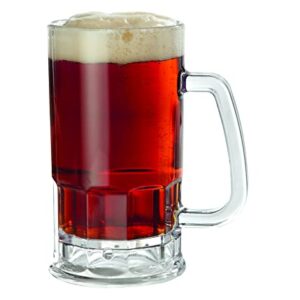 G.E.T. 00084-1-SAN-CL-EC Shatter-Resistant Plastic Beer Mug - Stein, 12 Ounce, BPA Free (Set of 12)