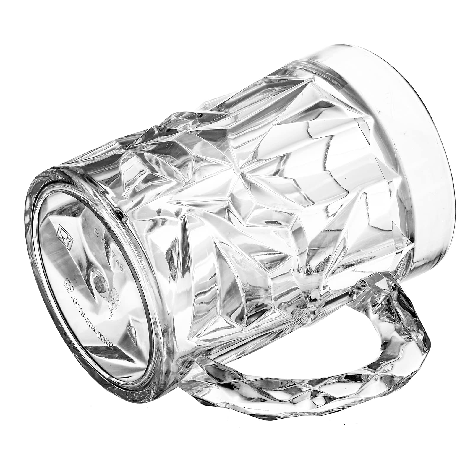 Peohud 6 Pack Plastic Beer Mugs, 20 Oz Beer Stein Glasses with Handle, Clear Large Beer Drinking Cups for Bar, Cocktail, Alcohol, Beverages, Milk, Juice, Soda