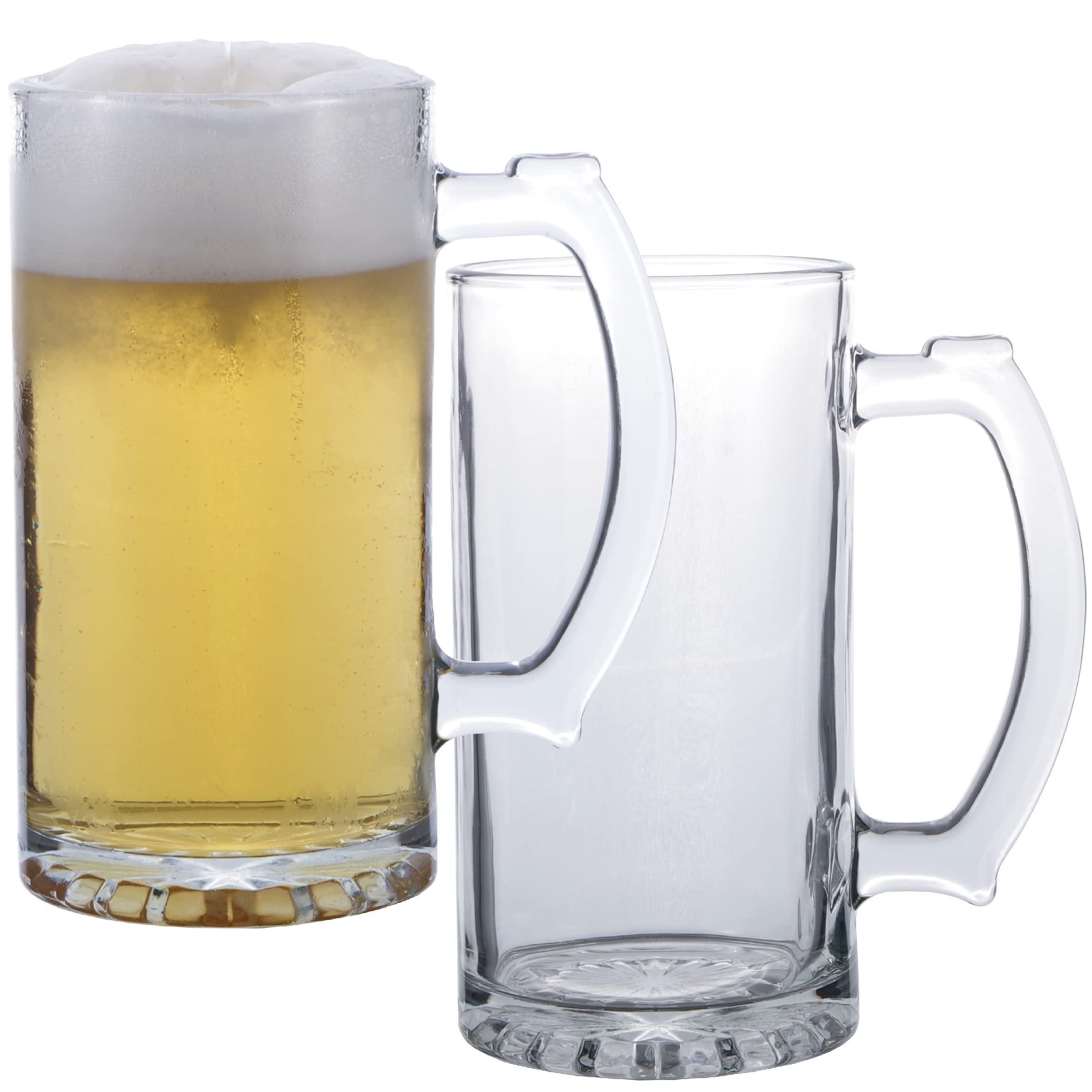 Giant Beer Mugs Two Super Mugs Stein Thick Glasses 26 Ounces ZERO LEAD Glasses Pack Of 2 Glasses Coffee/Tea/Hot Chocolate