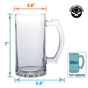 Giant Beer Mugs Two Super Mugs Stein Thick Glasses 26 Ounces ZERO LEAD Glasses Pack Of 2 Glasses Coffee/Tea/Hot Chocolate