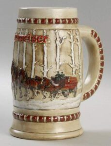 1981 budweiser holiday beer stein / mug - snowy woodlands cs-50