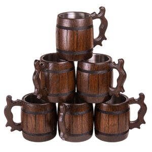 set of 6 handmade wooden beer mug of wood eco friendly great gift ideas