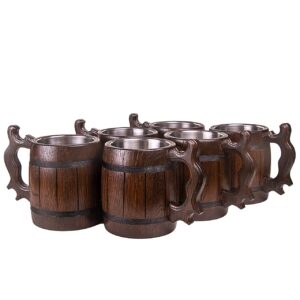 Set of 6 Handmade Wooden Beer Mug of Wood Eco Friendly Great Gift Ideas