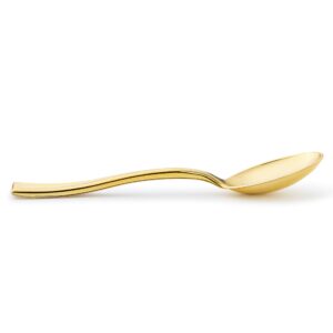 Gold Plastic Mini Dessert Spoons, Disposable Tiny Gold Spoons for Appetizers Tasting Posh Setting, 4 inch 80 Count