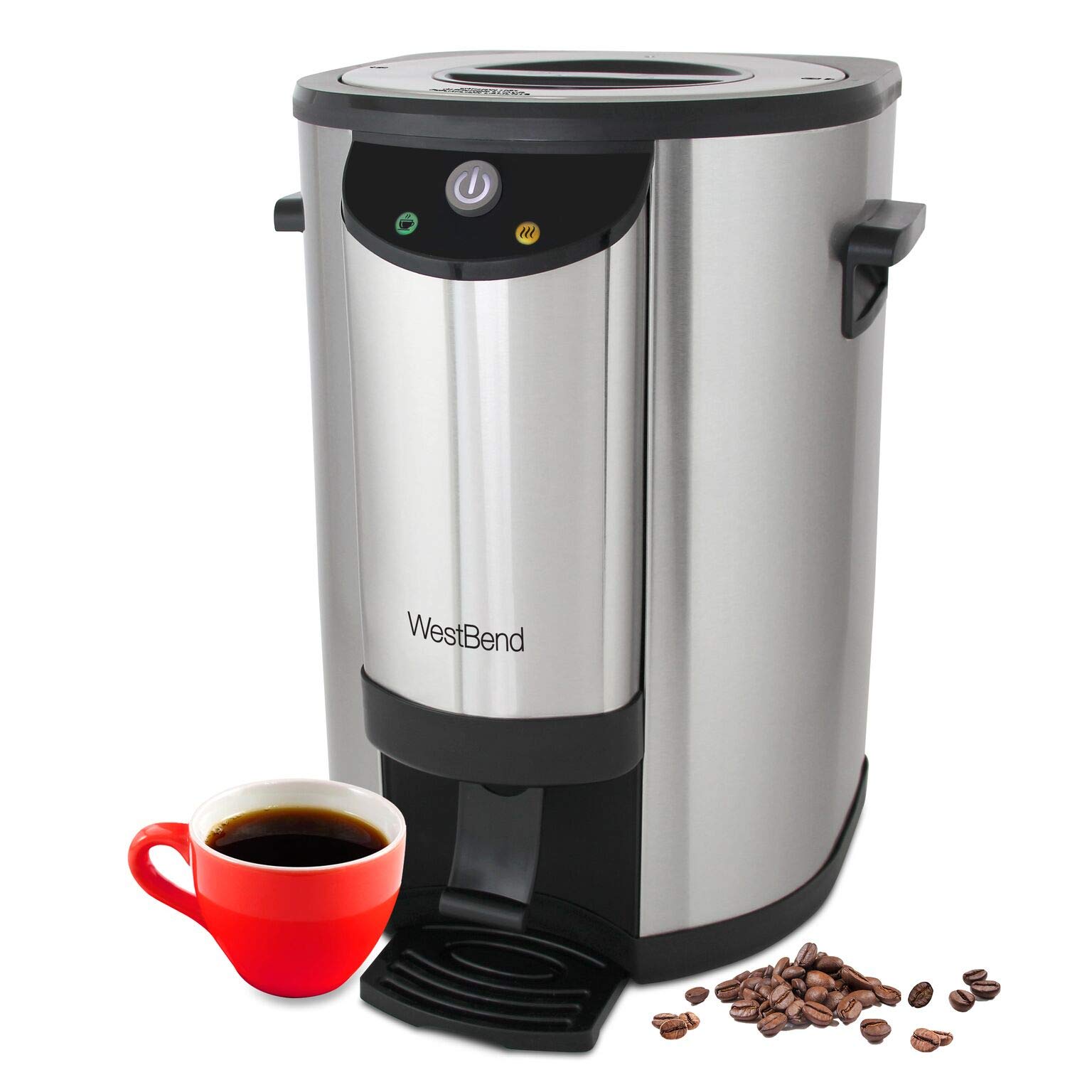 West Bend 57042 Coffee Urn Double Walled Stainless Steel Features Automatic Temperature Control Large Capacity with Fast Brewing and Easy Clean Up NSF Certified, 42-Cup, Silver