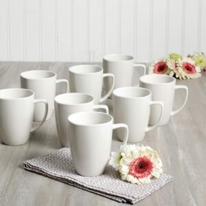 Gibson Home Zen Buffet Dinnerware Set, 8-Piece Porcelain Mug Set (12oz), White