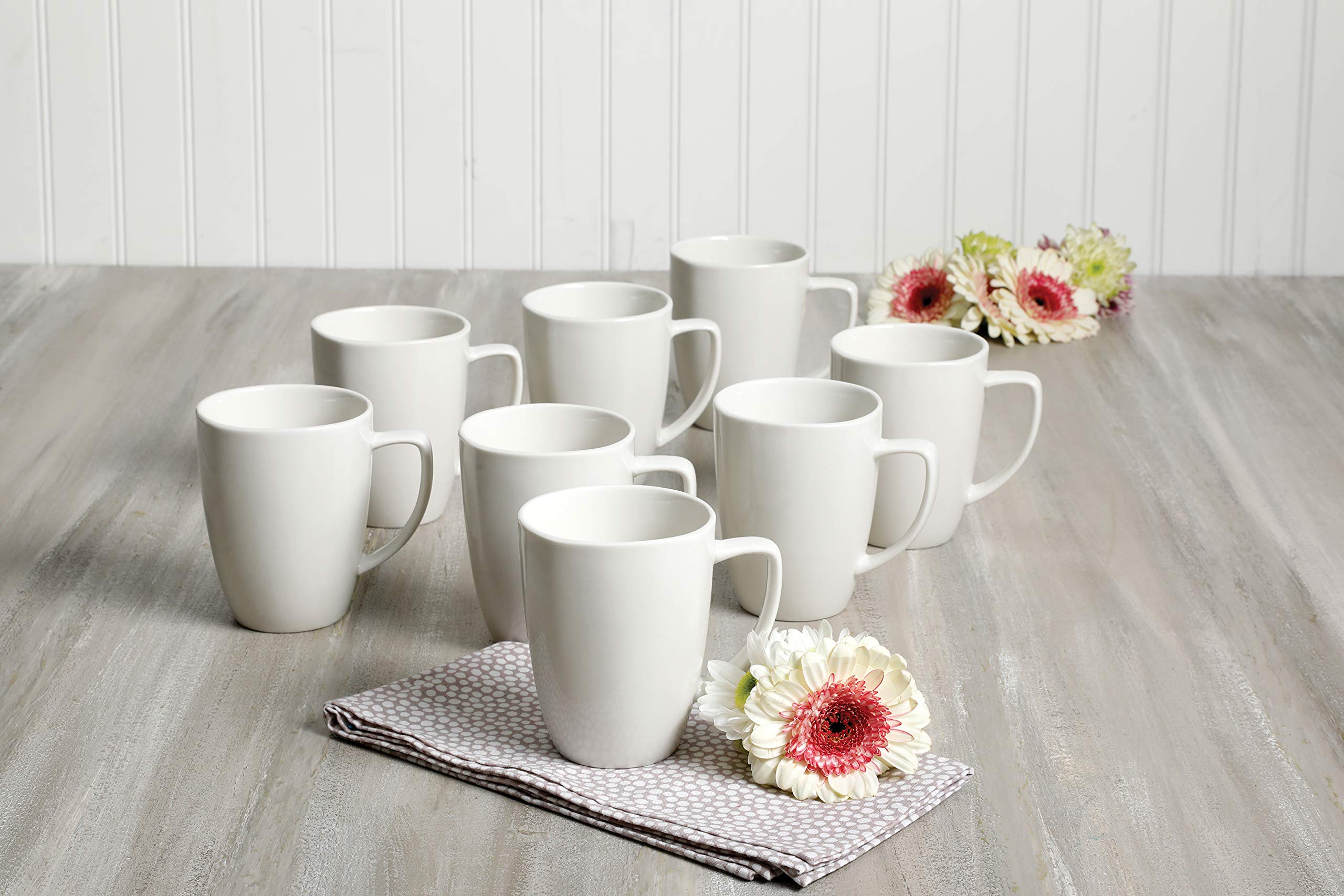 Gibson Home Zen Buffet Dinnerware Set, 8-Piece Porcelain Mug Set (12oz), White