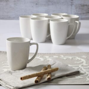 Gibson Home Zen Buffet Dinnerware Set, 8-Piece Porcelain Mug Set (12oz), White