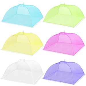 hblife 6 pack colored large pop-up mesh food cover tent,17 inches food protector covers reusable and collapsible outdoor picnic food covers tent for parties picnics, bbqs