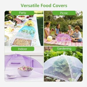 HBlife 6 pack Colored Large Pop-Up Mesh Food Cover Tent,17 Inches Food Protector Covers Reusable and Collapsible Outdoor Picnic Food Covers Tent For Parties Picnics, BBQs