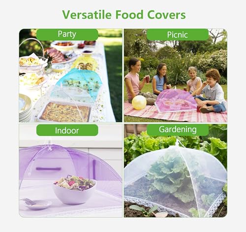 HBlife 6 pack Colored Large Pop-Up Mesh Food Cover Tent,17 Inches Food Protector Covers Reusable and Collapsible Outdoor Picnic Food Covers Tent For Parties Picnics, BBQs