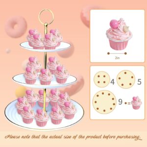 Cake Stand Set-5 Pcs Cupcake Stand Set-Dessert Table Display Set with 2xlarge 3-Tier Cupcake Stands + 3X Appetizer Trays Perfect for Wedding Baby Shower Home Birthday Tea Party Decoration(Round)