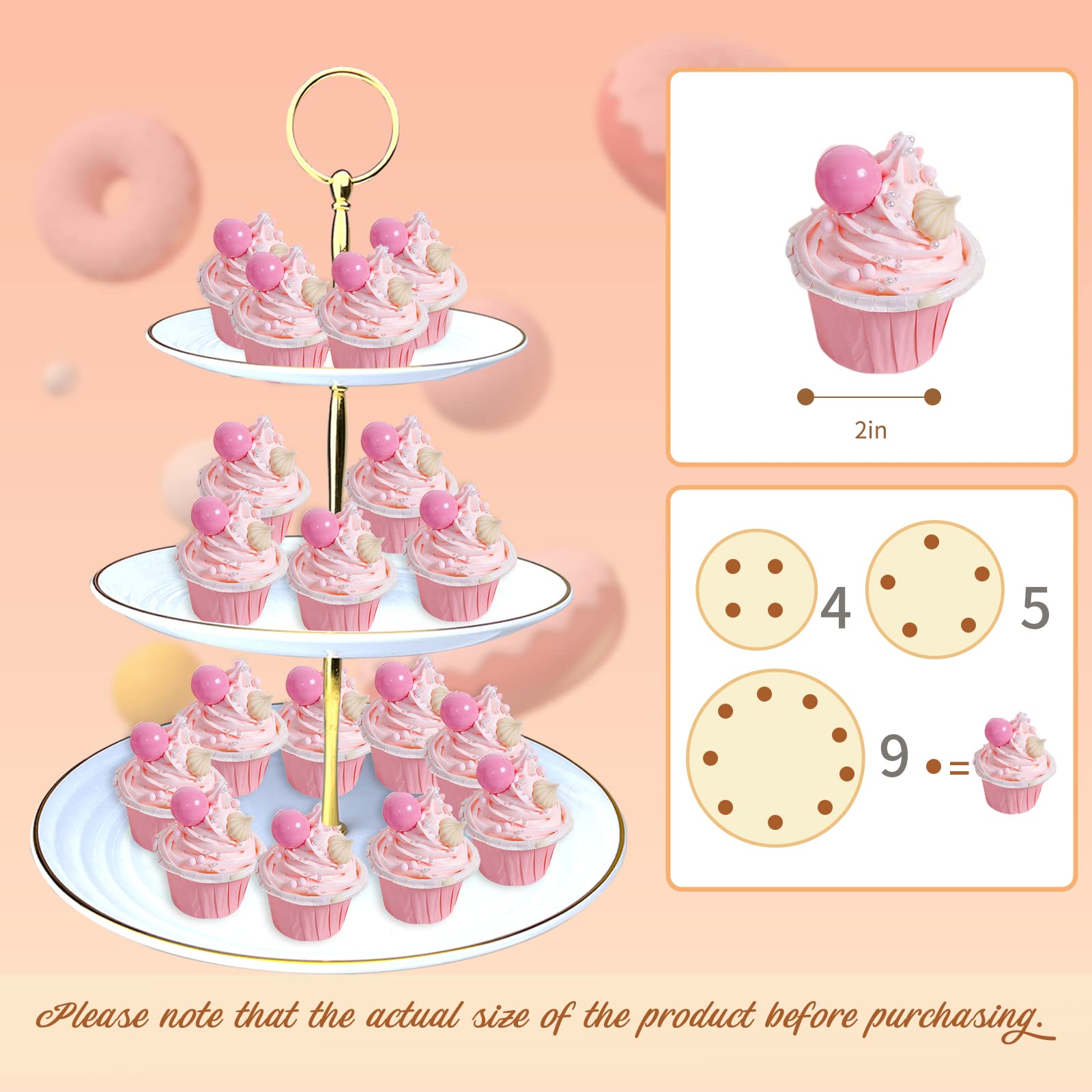 Cake Stand Set-5 Pcs Cupcake Stand Set-Dessert Table Display Set with 2xlarge 3-Tier Cupcake Stands + 3X Appetizer Trays Perfect for Wedding Baby Shower Home Birthday Tea Party Decoration(Round)