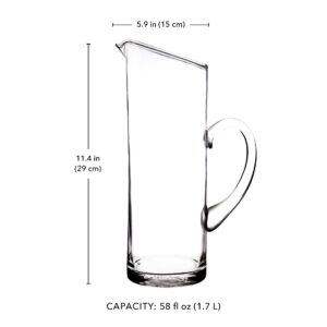 Glass Water Pitcher with Spout – Elegant Serving Carafe for Water, Juice, Sangria, Lemonade, and Cocktails – Crystal-Clear Glass Beverage Pitcher.