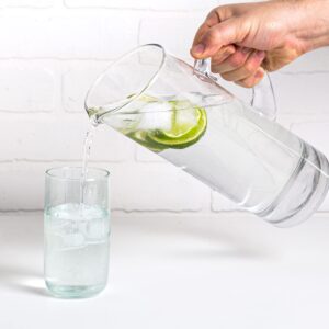 Glass Water Pitcher with Spout – Elegant Serving Carafe for Water, Juice, Sangria, Lemonade, and Cocktails – Crystal-Clear Glass Beverage Pitcher.