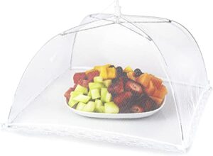 mesh outdoor food cover tents (6 pack): collapsible umbrella tents for picnics, bbq, camping & outdoor cooking; pop up screen net & plate protector; shields food plates & glasses from flies, bugs