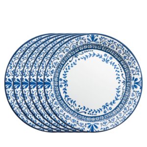 corelle vitrelle 6 piece dinner plates set, triple layer glass and chip resistant, lightweight round plates, portofino