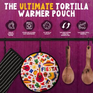 Everbrook Tortilla Warmer Pouch- Tortilla Holder - 12 Inch Microwave Tortilla Warmer - Taco Warmer - Tortilla Steamer - Tortilla Keeper - Heat up Tortillas - 2 Sided