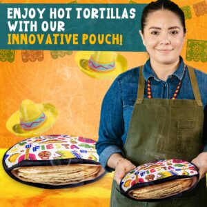 Everbrook Tortilla Warmer Pouch- Tortilla Holder - 12 Inch Microwave Tortilla Warmer - Taco Warmer - Tortilla Steamer - Tortilla Keeper - Heat up Tortillas - 2 Sided