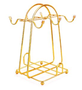 chenp.hmc home storage mug hooks stainless steel wire rack display stand service for tea cups,bracket,gold metal stand for coffee cups and saucers.…