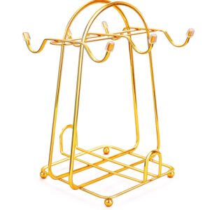 CHENP.HMC Home Storage Mug Hooks Stainless Steel Wire Rack Display Stand Service for Tea Cups,Bracket,Gold Metal Stand for Coffee Cups and Saucers.…