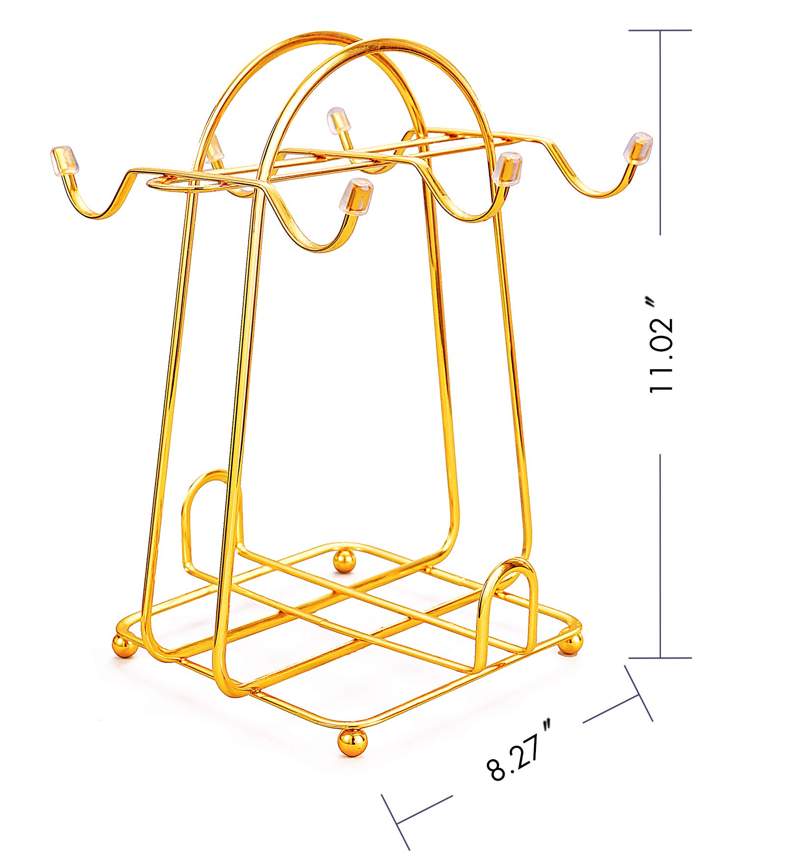 CHENP.HMC Home Storage Mug Hooks Stainless Steel Wire Rack Display Stand Service for Tea Cups,Bracket,Gold Metal Stand for Coffee Cups and Saucers.…