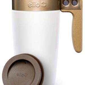 Ello Fulton Ceramic Travel Mug with Slider Lid, 16 oz, White