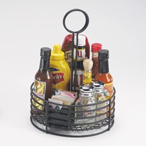 G.E.T. 4-31860 Black Round Stainless Steel Condiment Caddy Iron Teflon Coated Table Caddies Collection