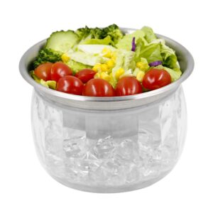 mortime ice chilled serving bowl with acrylic ice bowl base, 20 oz cold dip salad server fruit serving dish for dressing and more