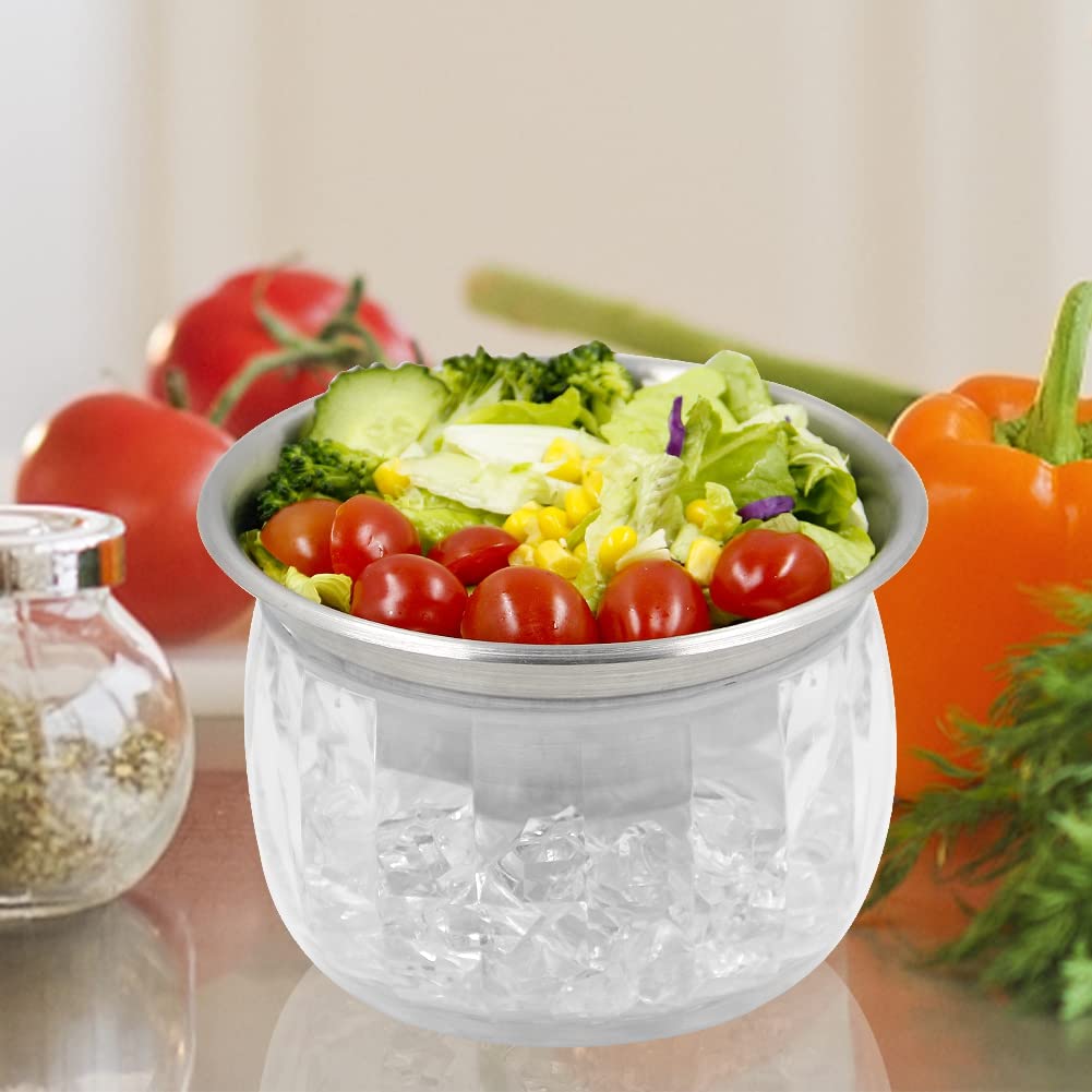 MorTime Ice Chilled Serving Bowl with Acrylic Ice Bowl Base, 20 OZ Cold Dip Salad Server Fruit Serving Dish for Dressing and More