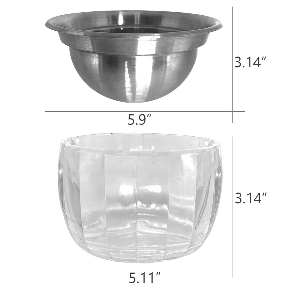 MorTime Ice Chilled Serving Bowl with Acrylic Ice Bowl Base, 20 OZ Cold Dip Salad Server Fruit Serving Dish for Dressing and More