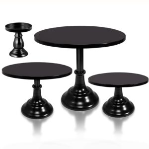 mwellewm 4 pcs black cake stand set round metal halloween cake stands metal cupcake holder black dessert table display set for wedding birthday party baby shower anniversaries supplies