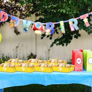 30 Pack Super Bros Birthday Party Supplies, Video Game Party Favors Paper Food Serving Tray Birthday Paper Trays.