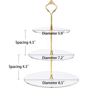 3 Tier Acrylic Round Clear Cupcake Stand Dessert Tower Stand Cookies Cupcake Display Stand for Wedding Treats Birthday Party Baby Shower